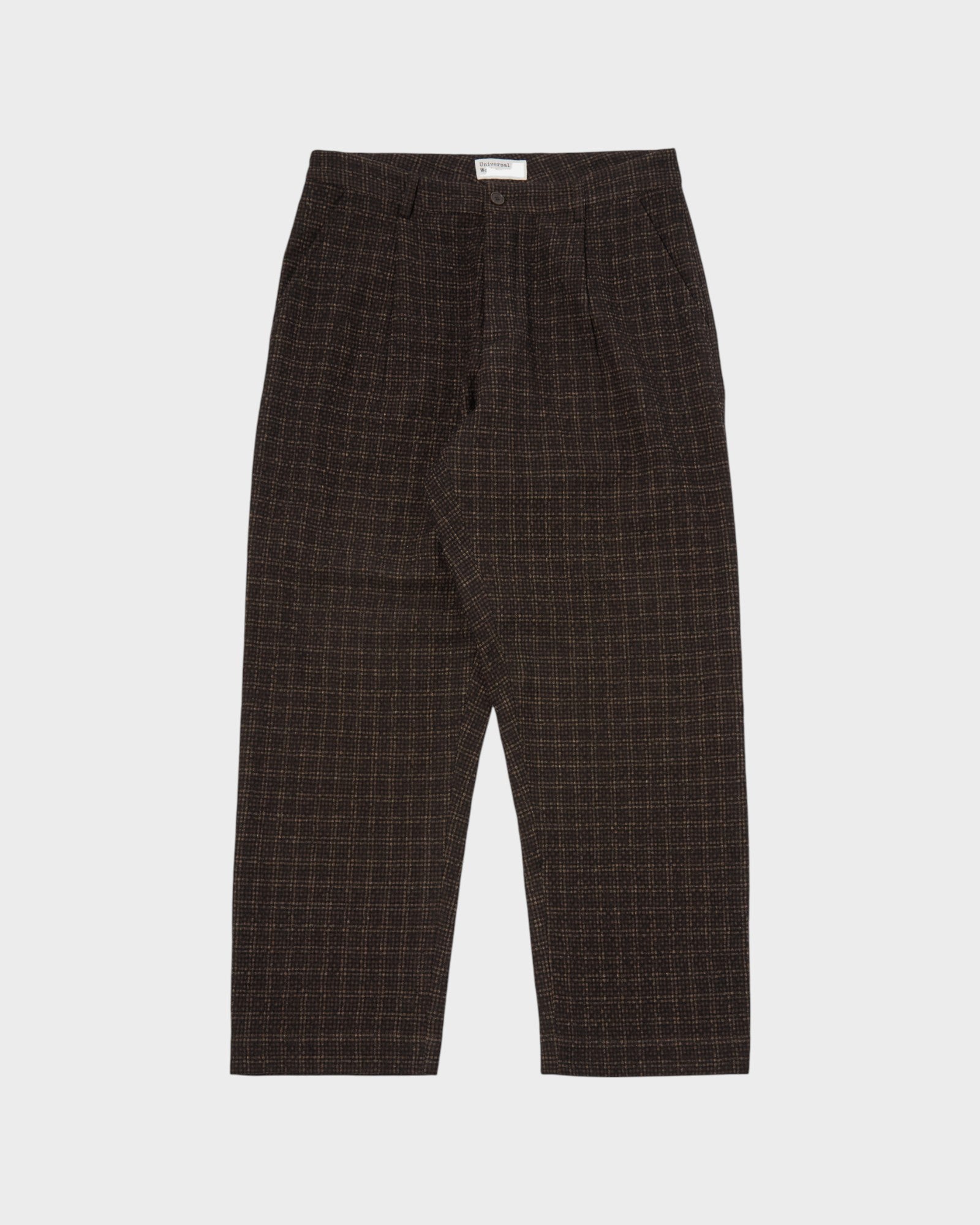 Universal Works Duke Pant Cedar Check Brown - Drapeur