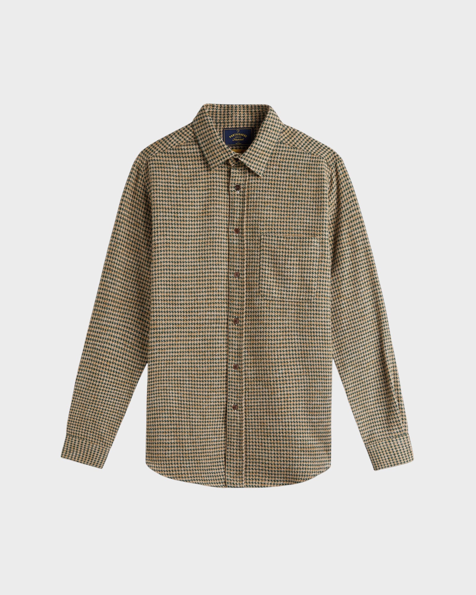 Portuguese Flannel Abstract Pied Poule Flannel Shirt Green - Drapeur