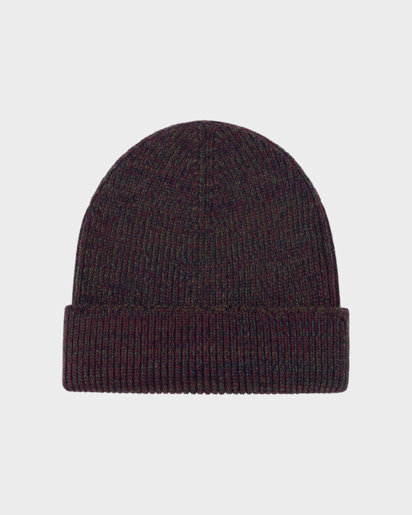 Bonnet Ara Chiné Bordeaux/Kaki Nitto Knitwear en laine mérinos - Drapeur